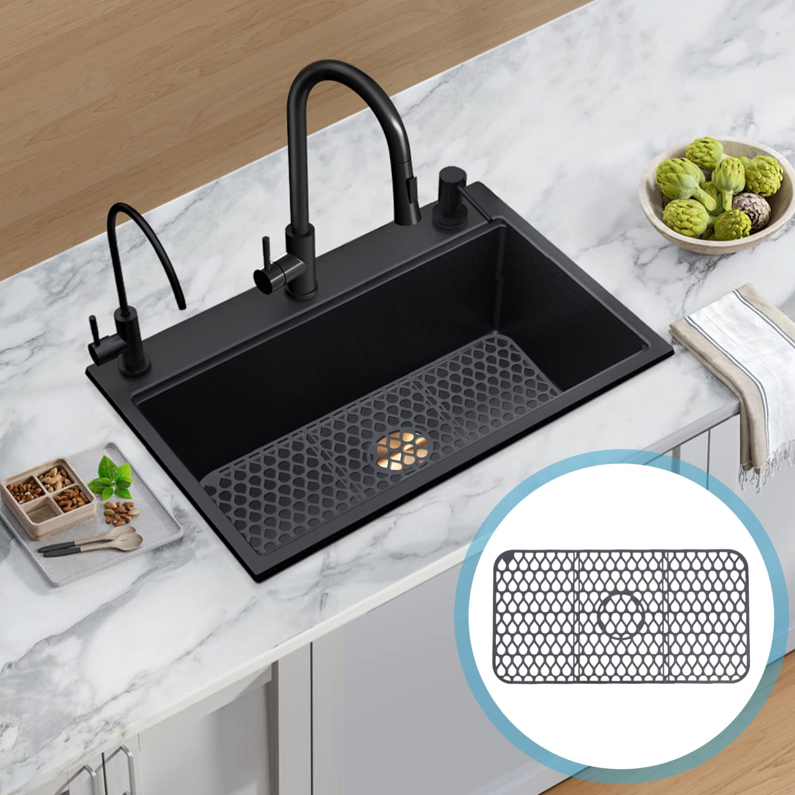 Angoily Silicone Sink Mat Silicone Sink Protector Sink Rack for Bottom Flatware Sink Mats for Bottom Kitchen Sink Silicone Kitchen Mat Mat Dishwasher Bar Counter