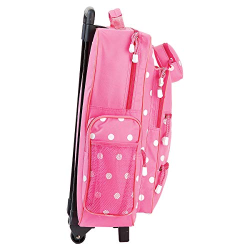 Lillian Vernon Personalized Rolling Luggage for Kids β Pink Polka Dot Design, 6β x 15.5" x 23"H