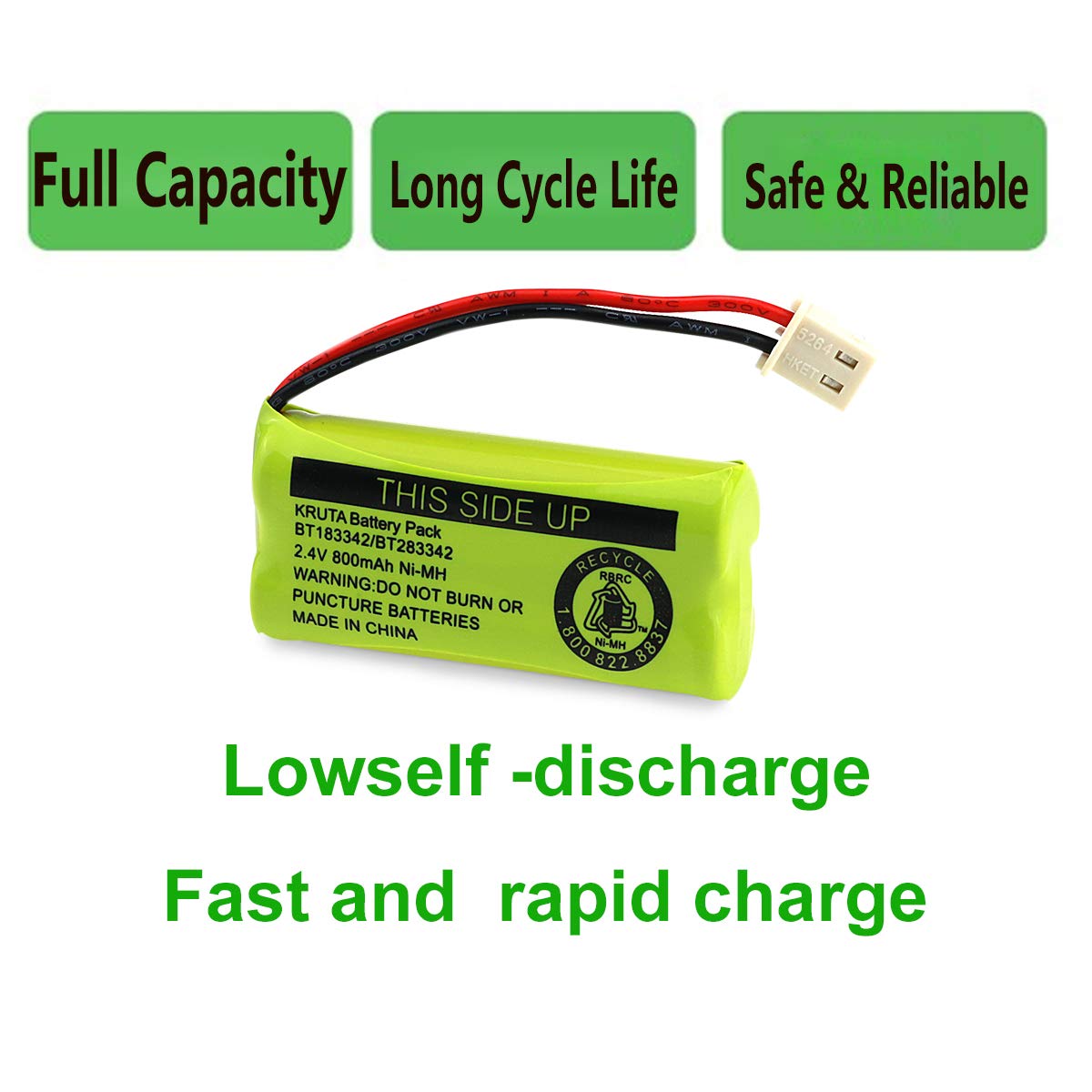 Kruta BT183342 BT283342 BT166342 BT266342 BT162342 BT262342 Battery Compatible with VTech CS6114 CS6419 CS6719 AT&T EL52300 CL80112 VTech CS6719-2 Cordless Handsets (Pack of 3)