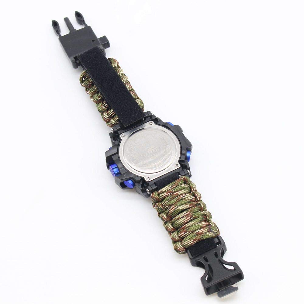 50 M Waterproof Tactical Watch,7 in 1 Multifunctional Outdoor Watch Gear