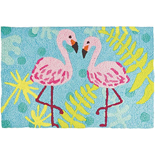 Jellybean Flamingo Friends Coastal Indoor/Outdoor Machine Washable 21" x 33" Accent Rug