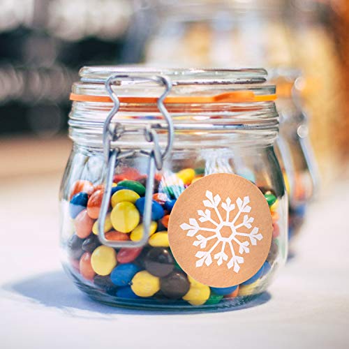 660 Pieces Snowflake Stickers,Christmas Stickers 1.5" Round Kraft Paper Snowflake Label for Envelope,Candy Bag or Gifts