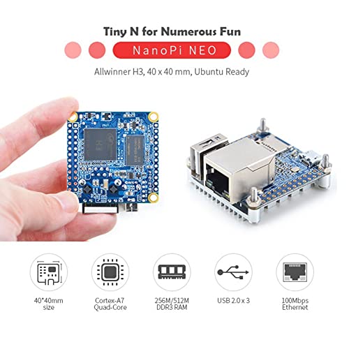 ATOZS for NanoPi NEO V1.4 Development Board+Heat Sink+-USB Cable Allwinger H3 Core 256MB RAM Openwrt/Module
