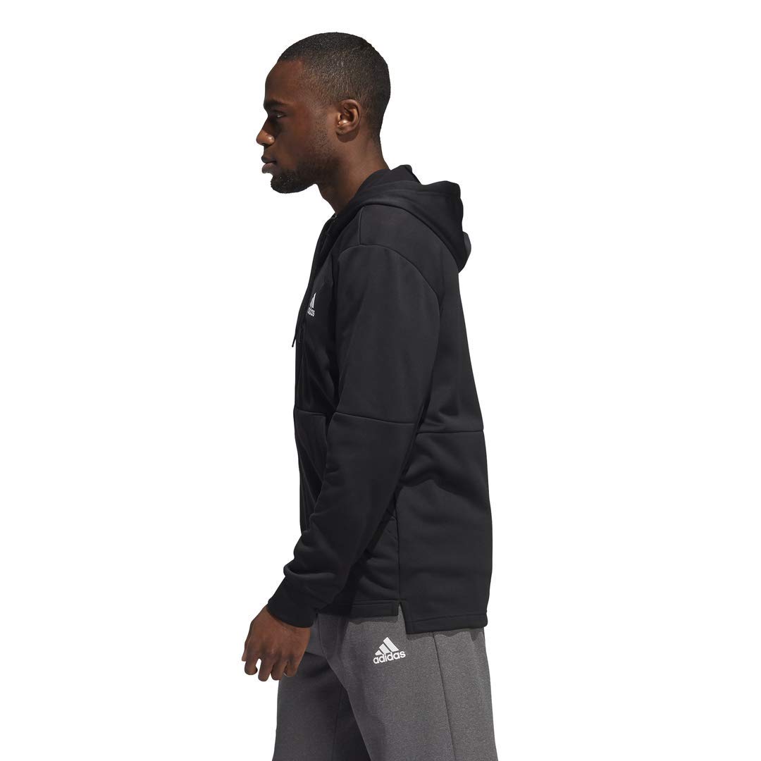 adidas mens Game & Go Full-Zip Hoodie Black/Black/White Large