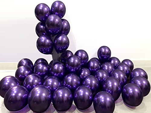 COLORFUL ELVES 100pcs Small Metallic Purple Balloons 5 inch Mini Chrome Purple Balloon for Party Decorations