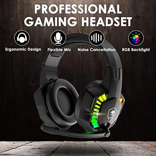 60% Gaming Keyboard Honeycomb Mouse and RGB Headset Comboith Rainbow Backlight Ergonomic 62Key Mechanical Feeling Adjustable 7200DPI Mice Stereo Sound Headphone for PS4 Xbox One PC Mac Gamer