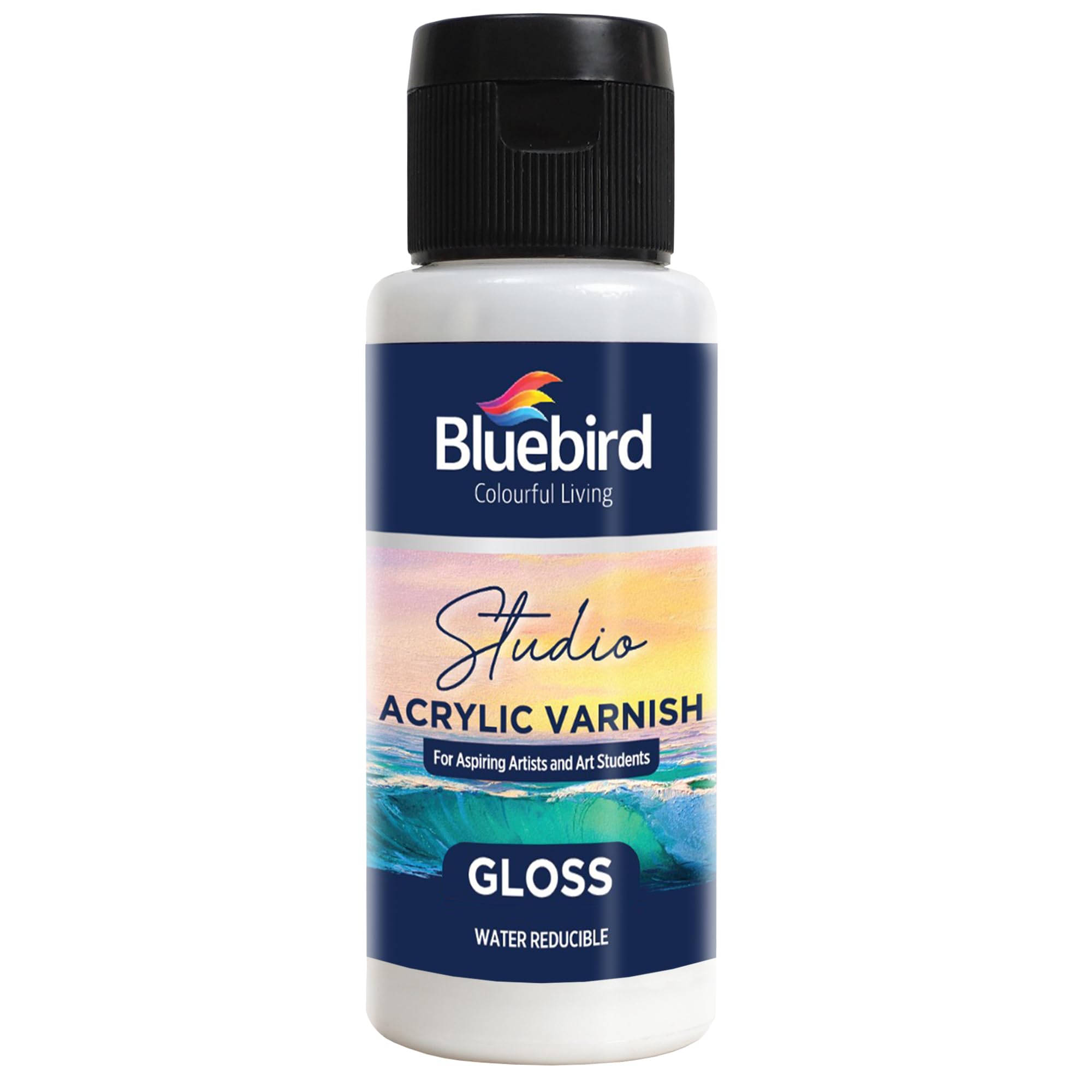 Bluebird Studio Acrylic Varnish, Gloss, 3.4 Fl Oz / 100ML, Non-Yellowing, Non-Toxic, Anti-Crazing, Basic Varnish for Pro Artists, Hobby Painters & Kids