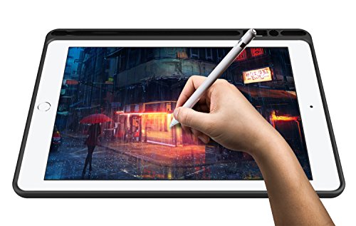 MoKo Case Fit iPad Pro 9.7 with Apple Pencil Holder - Slim Lightweight Smart Shell Stand Cover Case with Auto Wake/Sleep Fit Apple iPad Pro 9.7 Inch 2016 Tablet, Black