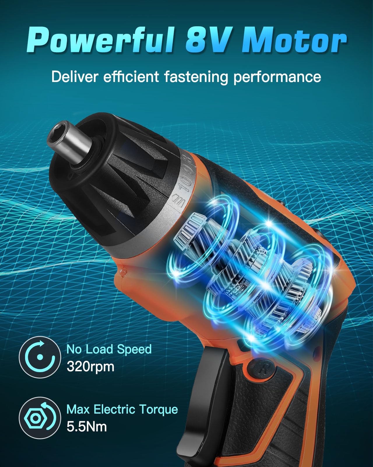Vastar 8V Cordless Electric Screwdriver, 89Pcs Rechargeable Power Magnetic Screwdriver Kit in Carrying Case, with 10+1 Torque Settings, Dual Position Handle, Battery Indicator, Flexible Shaft, LED