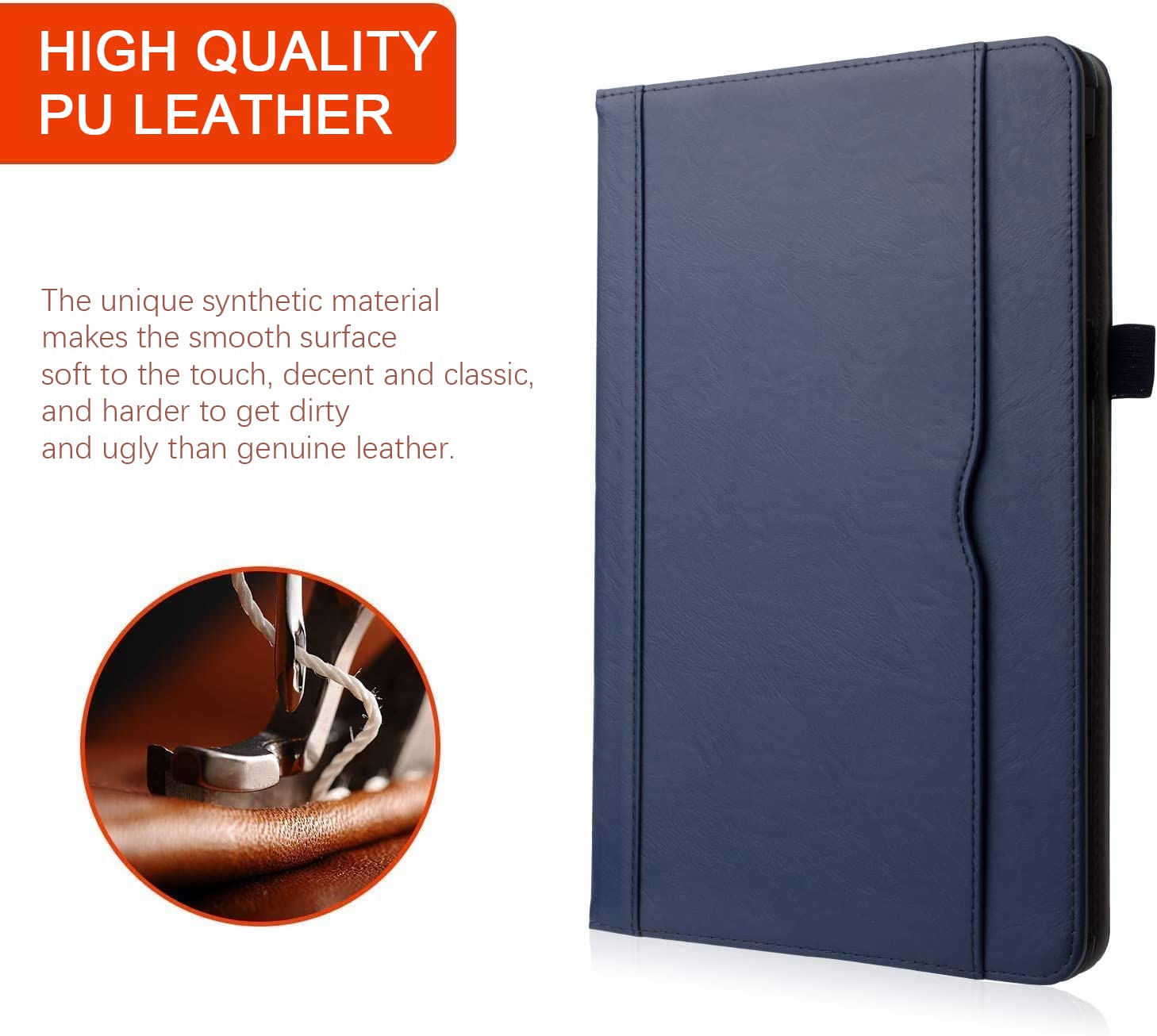 ZoneFoker for Samsung Galaxy Tab A7 10.4 2020 Case, Business Leather Cover, Multi-Angle Viewing Folio Stand Case with Pen Holder Pocket for Galaxy Tab A 7 10.4 SM-T500/T505/T507-(Blue)
