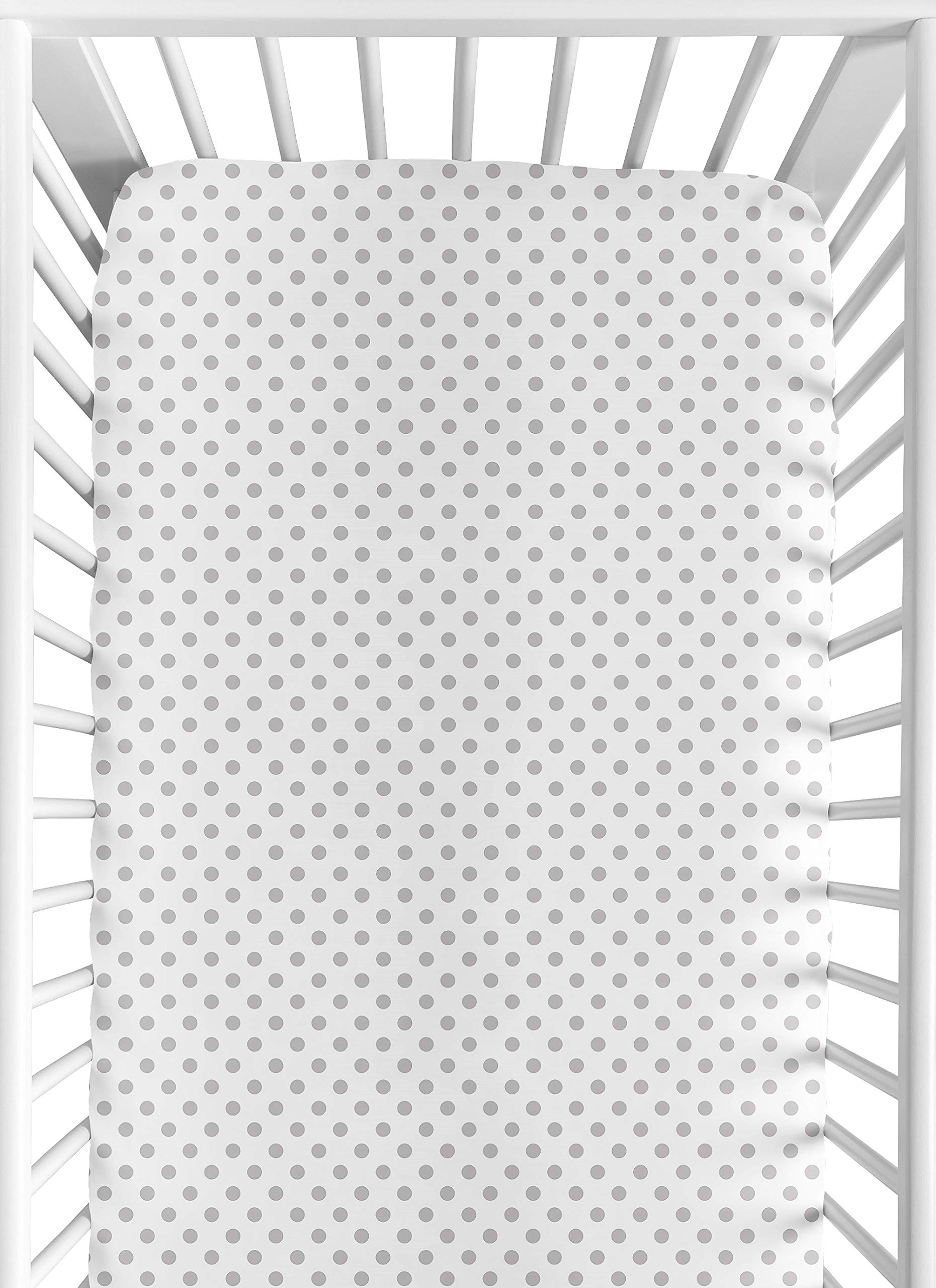 Grey and White Polka Dot Baby or Toddler Fitted Crib Sheet for Watercolor Floral Collection by Sweet Jojo Designs