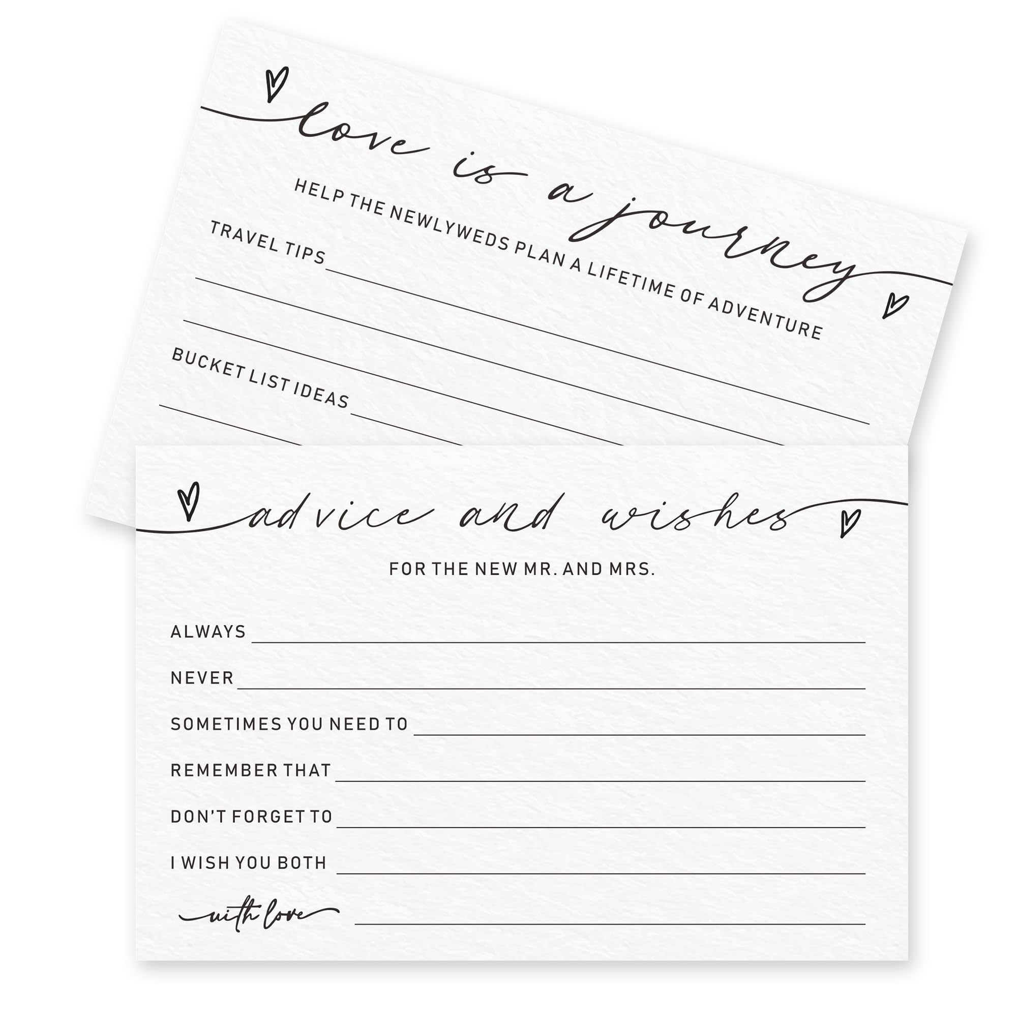 Advice And Wishes Card Set For The New Couples Mr And Mrs, 15 Wedding Advice Cards And 15 Journey Idea Cards For Bride, Groom, Newlyweds, Wedding FavorsοΌBridal Shower Party(4X6 Inches White)-A01