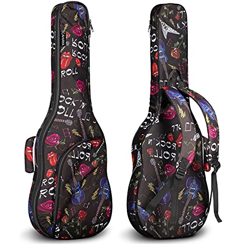 CAHAYA Electric Guitar Bag Rose Printing Soft Guitar Case 8mm Padding Gig Bag Backpack with Handle Loop CY0267