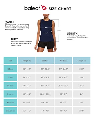 BALEAF Women's Sleeveless Athletic Shirts Workout Running Tank Tops Active Gym Tops Navy Size M