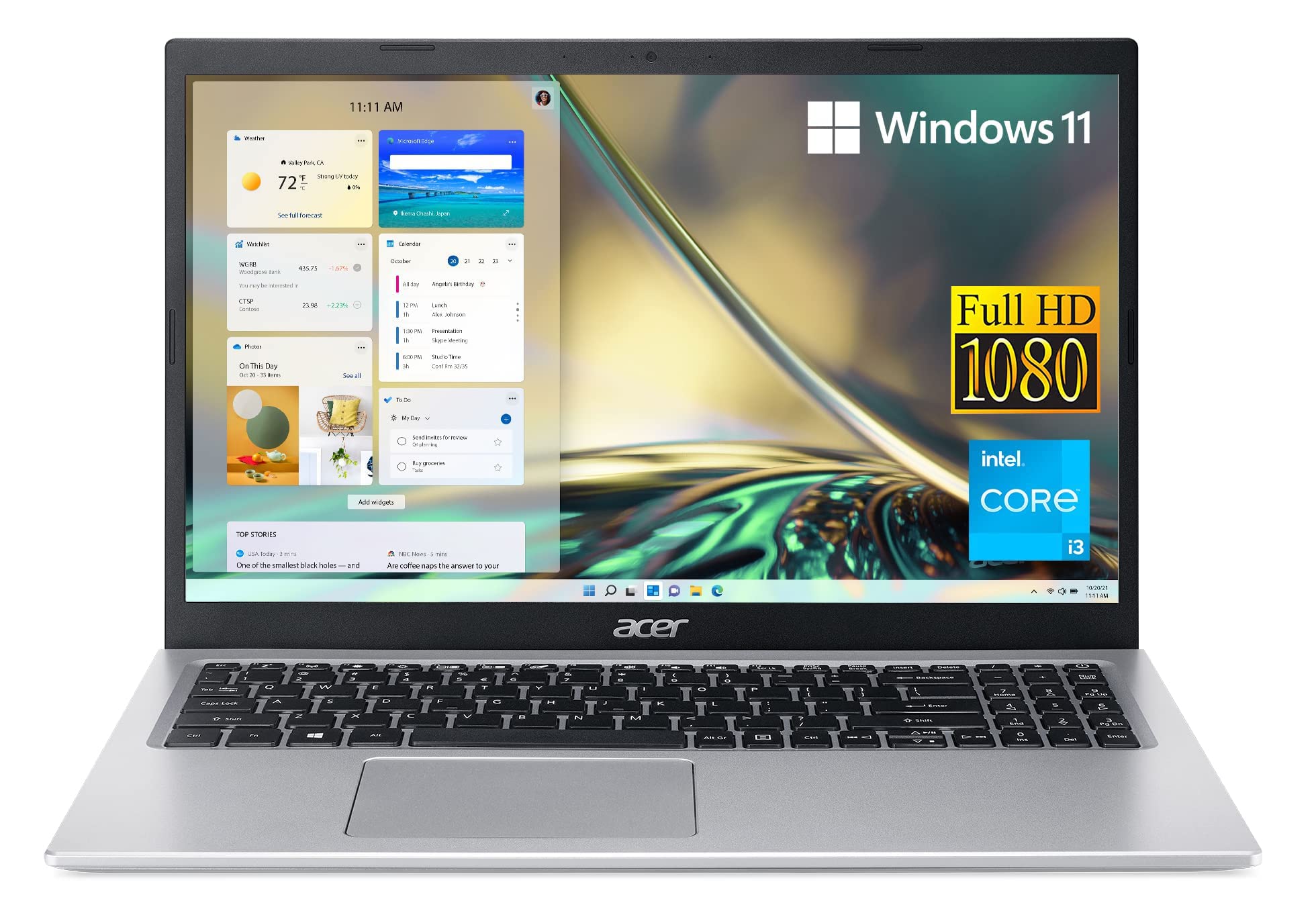 Acer Aspire 5 Slim Laptop, 15.6 inch Full HD IPS Display, Intel Core i3-1115G4 Up to 4.1GHz (Beat i5-1030G7) Processor, 20GB RAM, 1TB SSD, WiFi 6, Windows 11 Home in S Mode, Bundle with JAWFOAL
