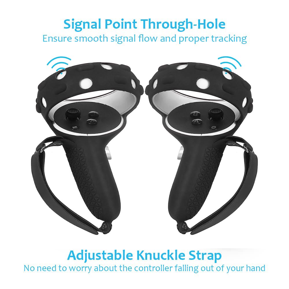 6 in 1 VR Headset and Controller Accessories Combo Set for Quest 2, VR Shell Protector Cover+Silicone Face Cover+Lens Protector Cover+Controller Protector Cover+Thumb Button Cap+Cleaning Cloth (Gray)