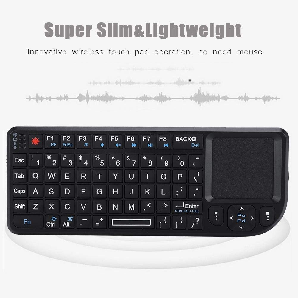Serounder 2.4GHz Touchpad Keyboard,RT-MWK02 Mini Keyboard Rechargeable Ultra-Thin Mini USB Backlit Keyboard with IR Light for HTPC for PS3/4 for 360 and ONE(QWERTY Keypad)