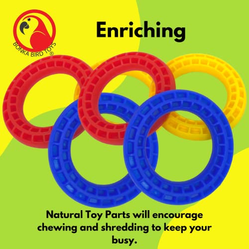 Bonka Bird Toys 3623 Pack 6 Strong Rings Foot Talon Craft Part Bird Toys Round Plastic Loop Colored Roll Circle Healthy Activities Groom