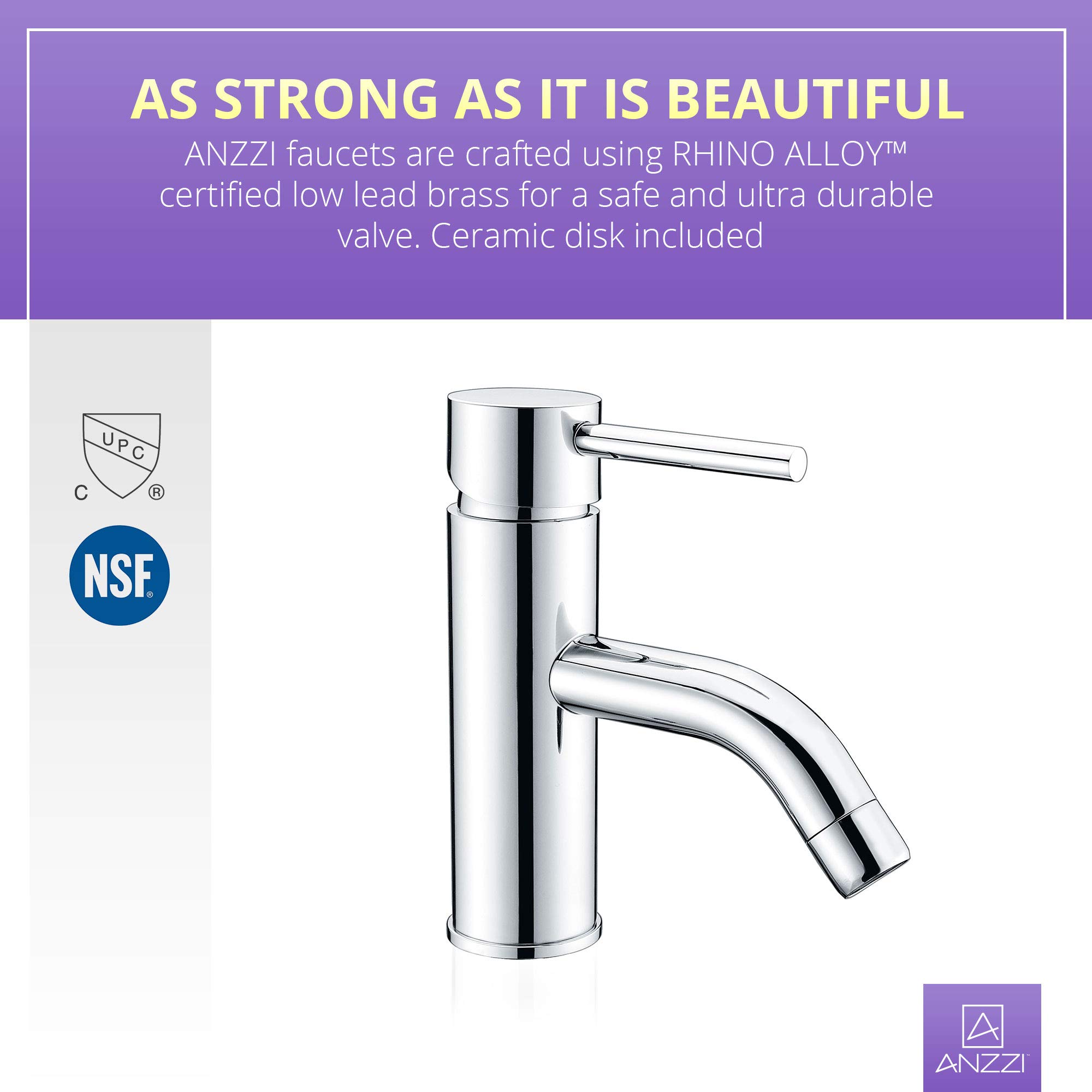 ANZZI Bravo Single Hole Single Handle Low-Arc Bathroom Sink Faucet in Commercial Polished Chrome Vessel Basin Sinks Waterfall Deck Mounted cUPC Lavatory Faucet Valve Included (L-AZ030)