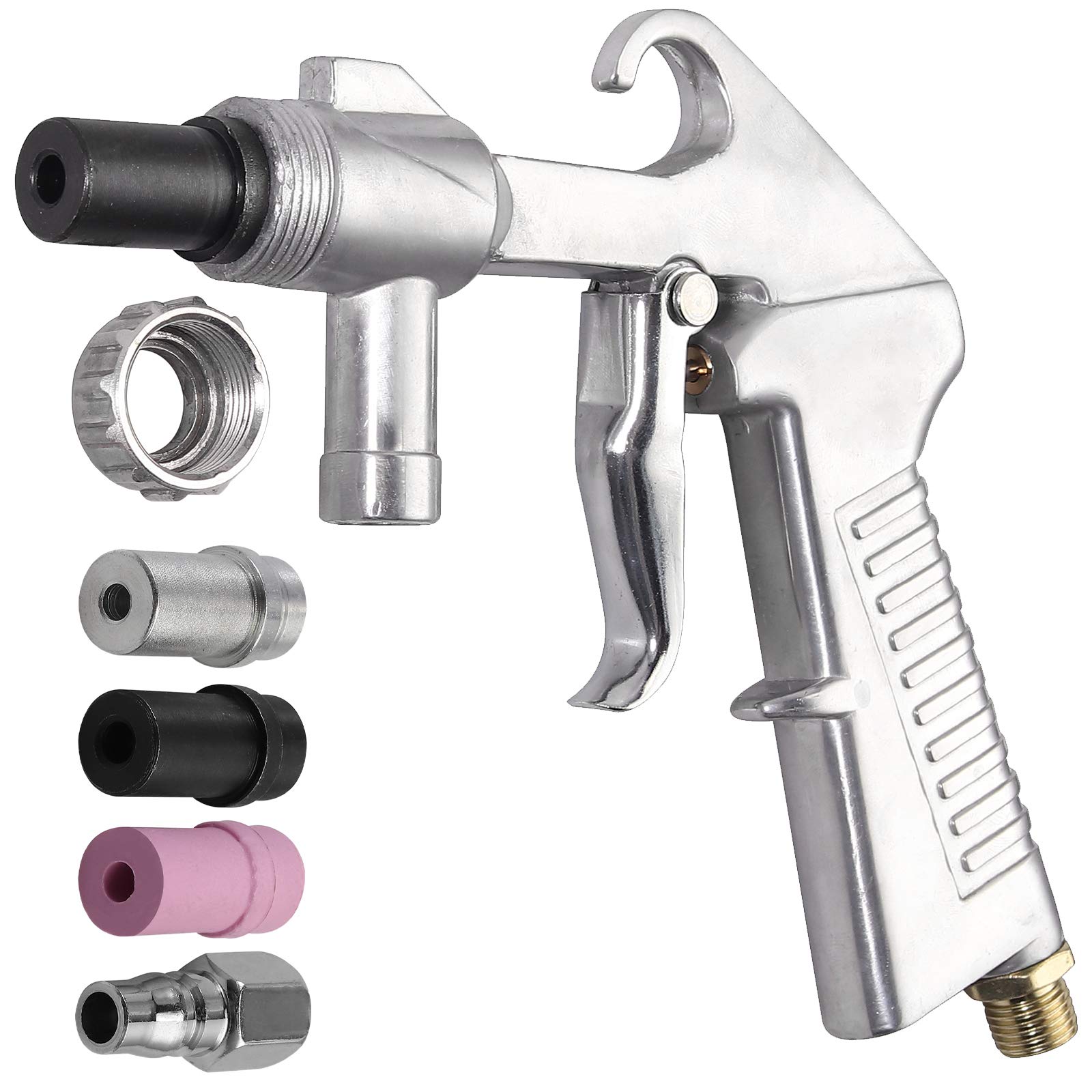 AMTOVL Sandblaster Gun Kit, Sandblaster + Sand Suction Pipe+ Ceramic Nozzles + Extra Iron Nozzle Tip Set for Abrasive Sand Blasting Derusting