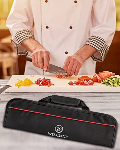 Wessleco Chef Knife Bag(5 Slots), Knife Case Nylon Kitchen Storage Knife Carrying Pouch Red