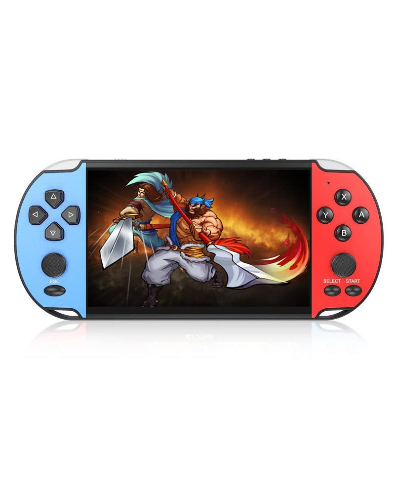 CZT Color 5.1-inch Multi-Function Game Console Built-in 11000 Retro Games Arcade Video Music e-Book e-Book Recording TV Output Handheld Video Game Console Portable Game System (Bluered)