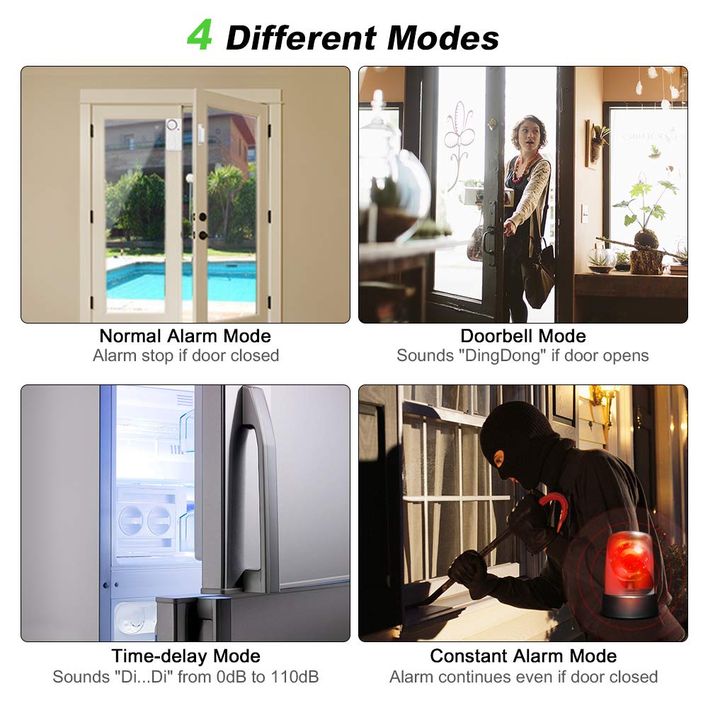 WSDCAM Freezer Door Alarm with Delay When Left Open, 3/15/30/60 Seconds Adjustable Delay Refrigerator Alarm Wireless Fridge Alarm Door Open Alarm Loud 108 dB