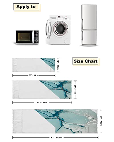 Comforance Marble Turquoise Microwave Cloth Cover 12x35inch, Anti-Slip Dust Oil Proof Cloth, Decorative Kitchen Appliance for Refrigerator Washing Machine Protector, Marble Textured Modern