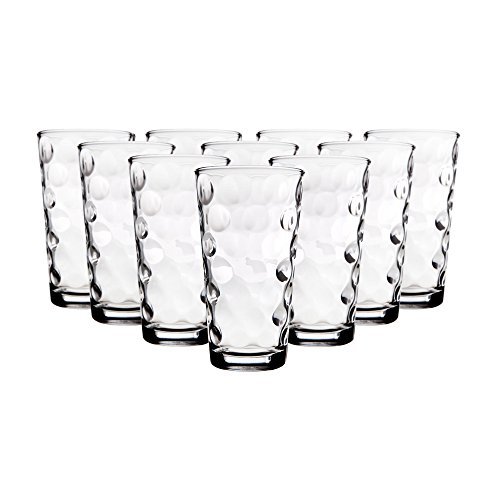 Home Essentials & Beyond Drinking Glasses [set of 10] Highball Glass Cups 17oz Premium Cooler Glassware – Ideal for Water, Juice, Cocktails, Iced Tea.