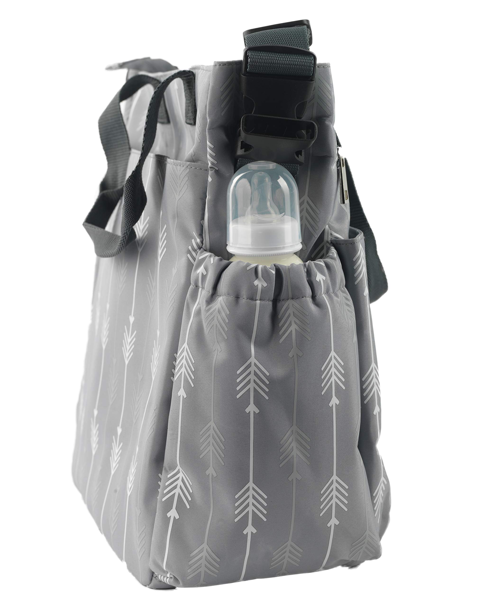 Zohzo Diaper Bag for Baby Diaper Tote Bag With Changing Pad, Insulated Pockets, Wipes Pocket, Waterproof Material, Stroller Straps, and Shoulder Strap