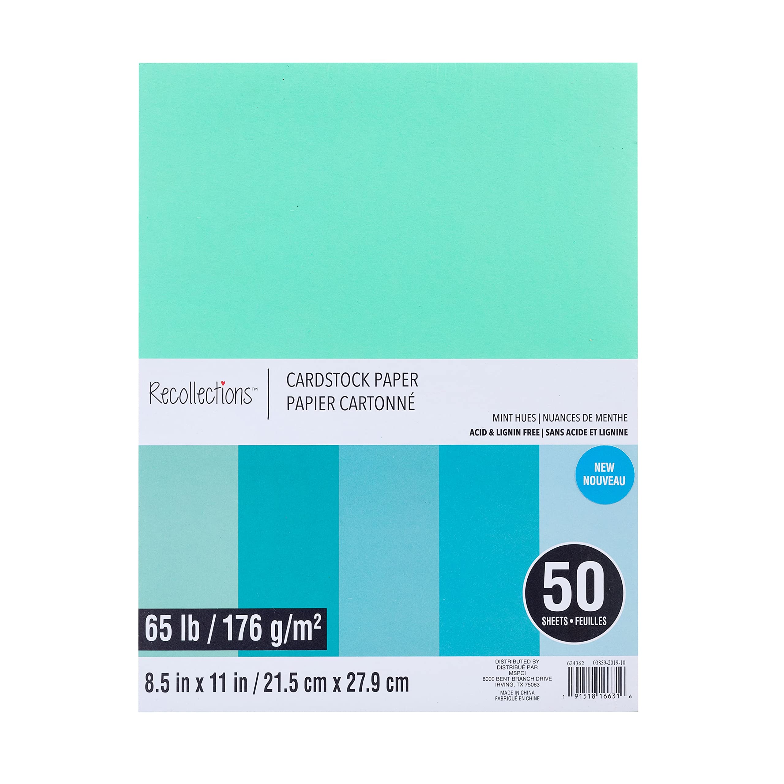 50 Sheets 8.5ā x 11ā Mint Hues Cardstock Paper by Recollections - Acid and Lignin Free Paper for Scrapbooks, Arts & Crafts - 1 Pack