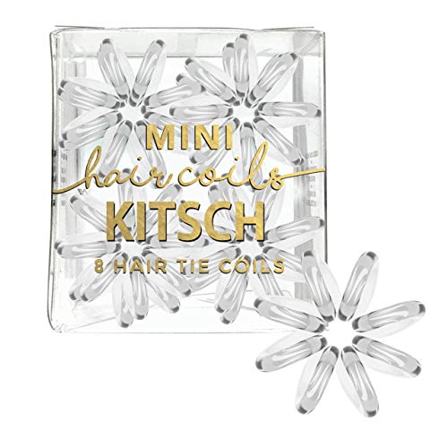 Kitsch Mini Spiral Hair ties, Coil Hair Ties, Phone Cord Hair Ties, Hair Coils - 8 Pcs, Transparent
