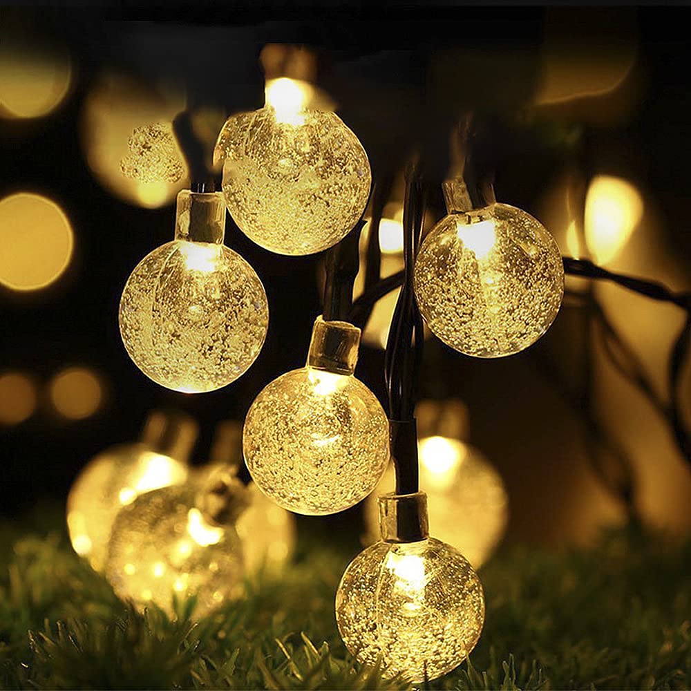 Garden Solar String Lights, 200 LEDs 72ft 8 Modes Waterproof Crystal Globe Balls Lighting for Outdoor Patio Lawn Garden Yard Decoration Wedding Holiday Home Party Wedding Christmas Decor (Warm White)