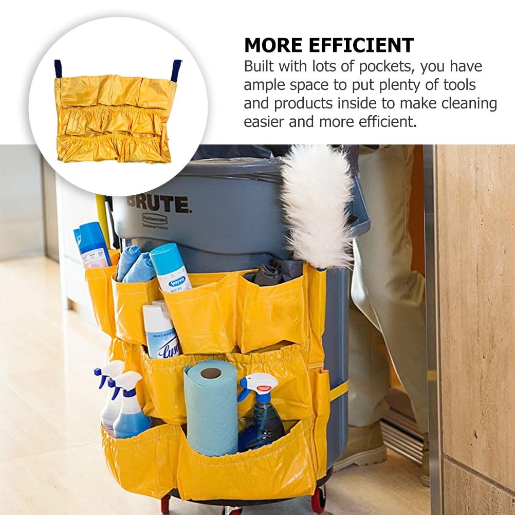 Amosfun Trash Can Tool Bag Commercial Products Supply Garbage Bin Mounted Cleaning Tools Bag for Organizing Spray Bottles Paper Towels Gloves Scrub Brush