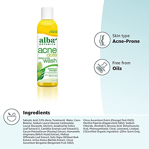Alba Botanica Acnedote Maximum Strength Deep Pore Wash, 6 Oz