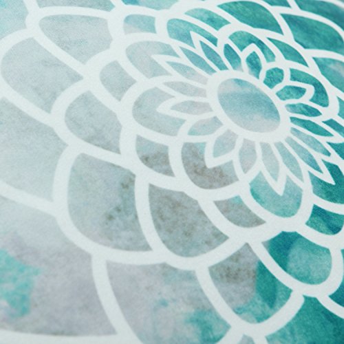 Pack of 2 CaliTime Cozy Fleece Throw Pillow Cases Covers for Couch Bed Sofa Manual Hand Painted Print Colorful Dahlia Compass 20 X 20 Inches Teal