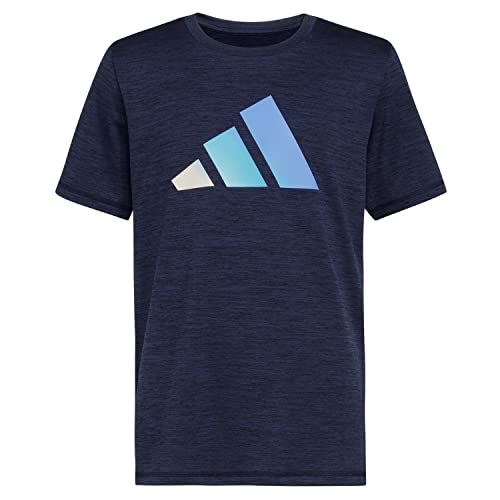 adidas Boys' Big Moisture-Wicking Athletic T BoS Logo Short-Sleeve Tee Shirts, Collegiate Navy Heather, M(10/12)