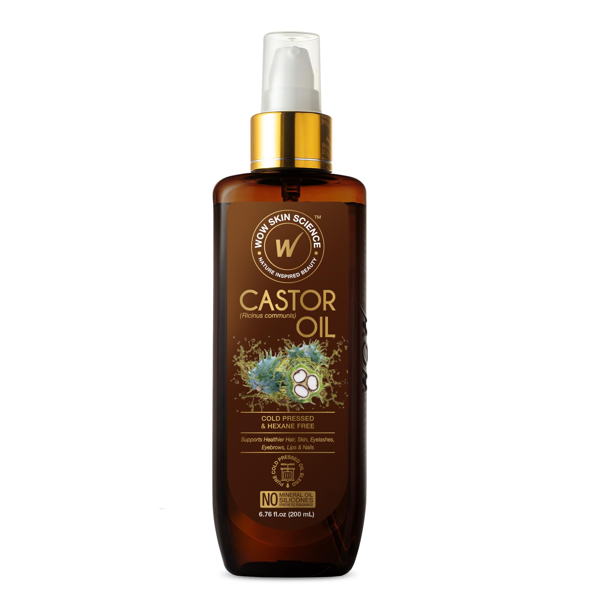WOW Skin Science Castor Oil, Cold Pressed For Hair, Nails, Eyebrow, and Eyelash Growth For Women and Men