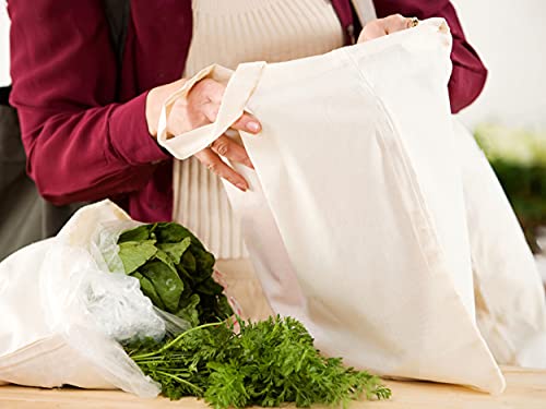 WHITEWRAP Canvas Grocery Bag, Canvas Shopping Bag with Handle Reusable Tote bags(15"x16", 3- Pack)