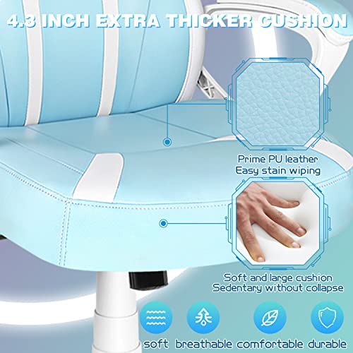 JOYFLY Gaming Computer Chair for Girls Teens, Ergonomic PC Office Kawaii Gamer Chair with Lumbar Support for Women(Light Blue)