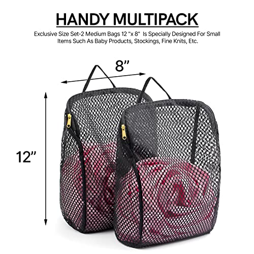 COMLIFE Set of 2 Delicates Honeycomb Mesh Laundry Bag,Use YKK Zipper,with Handle, Extra Large Opening, Baby Products, Face Cleansing Pads,Socks, Fine Knitwear Mesh Wash Bags(Black)
