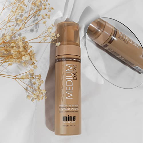 MineTan Medium Dark Self Tanner | Achieve Flawless, Streak-Free Tanning & Bronzed, Glowing Skin In As Little As An Hour, Salon Professional Formula Self Tan Foam, Coconut Scented, 100% Vegan, 200 ml