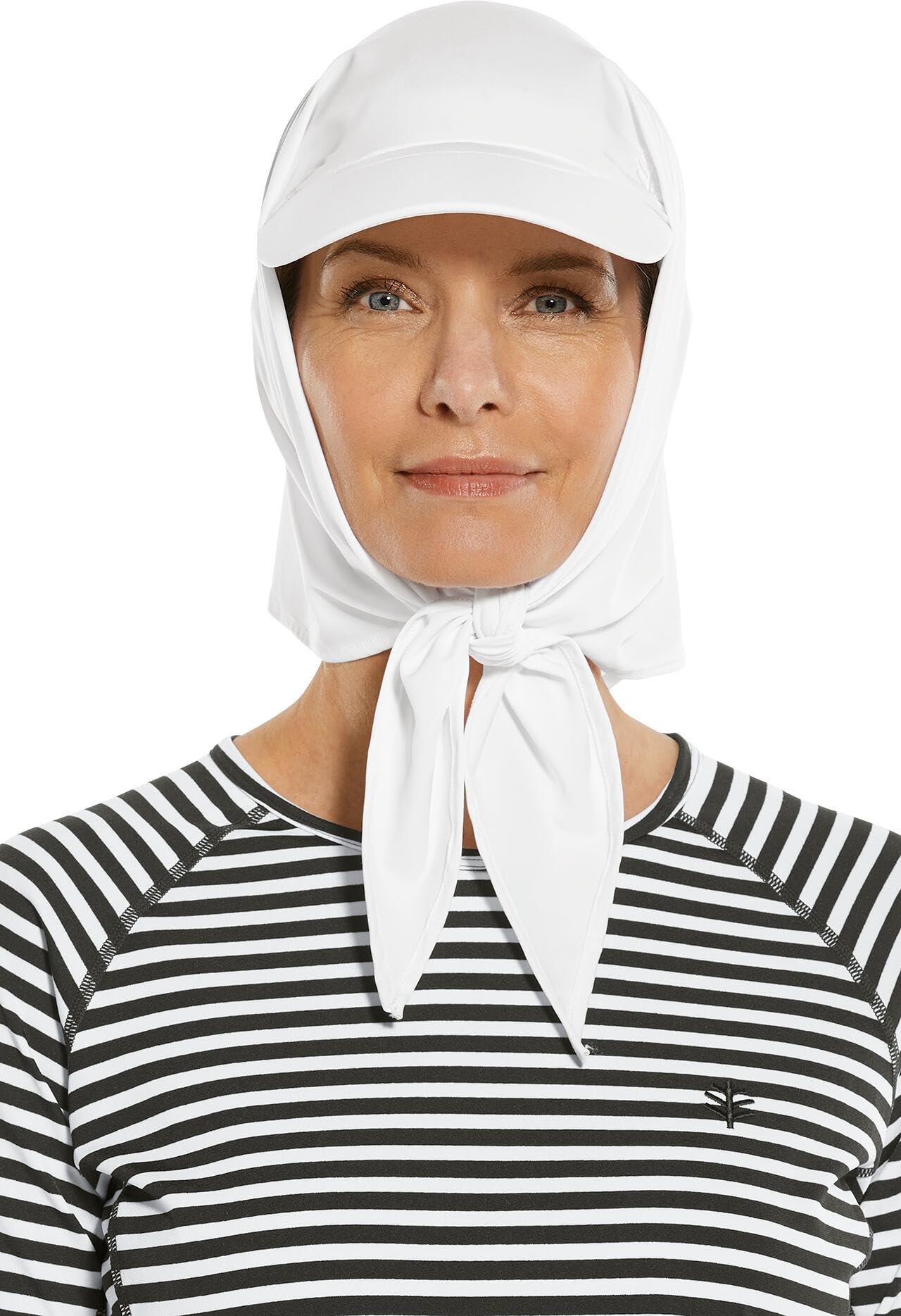 Coolibar UPF 50+ Women's Sabina Swim Scarf Hat - Sun Protective (One Size- White)