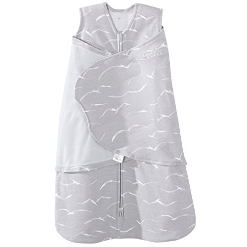 HALO 100% Cotton Sleepsack Swaddle, 3-Way Adjustable Wearable Blanket, TOG 1.5, Grey Birds, Small, 3-6 Months
