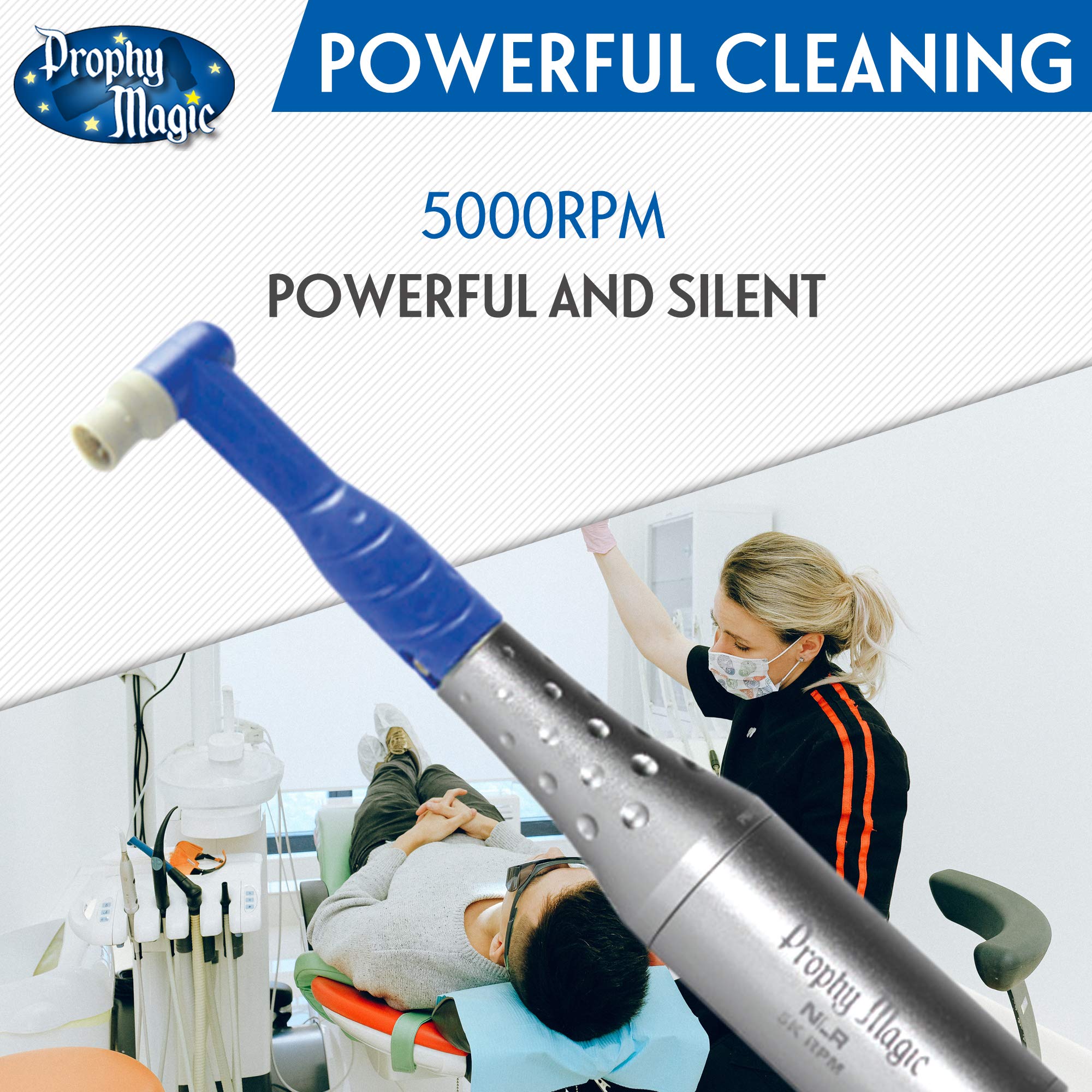 Prophy Magic NLR Hygiene Dental Handpiece, Stainless Steel Titanium with 5000 RPM Motor - Professional Care & Hygiene Tool for Cleaner, Whiter Teeth
