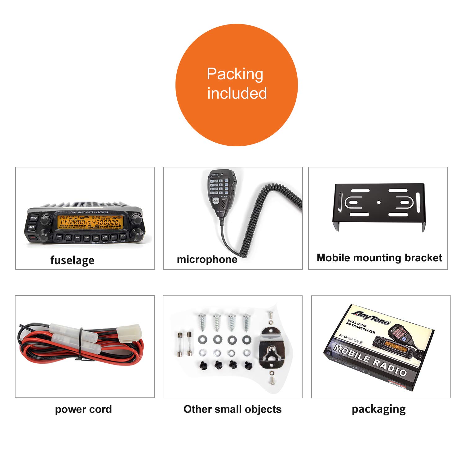 AnyTone Dual Band Mobile Transceiver VHF/UHF Transmitter Vehicle Radio AT-5888UV