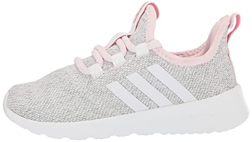 adidas Cloud Foam-Pure Running Shoe, White/White/Clear Pink, 4.5 US Unisex Big Kid