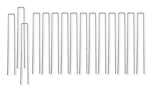 Ashman Galvanized Garden Stakes Landscape Staples: 100 Pack 12 Inch Sod and Fence Stake - Sturdy Rust Resistant Gardening Supplies for Anchoring Landscaping, Weed Barrier Fabric, Ground Cover