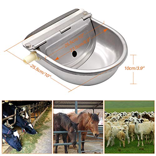 Automatic Watering Feeder Trough Bowl with Pipe Float Ball Valve for Livestock Cattle Horse Goat Sheep Stainless Steel Pet Dog Waterer Dispenser