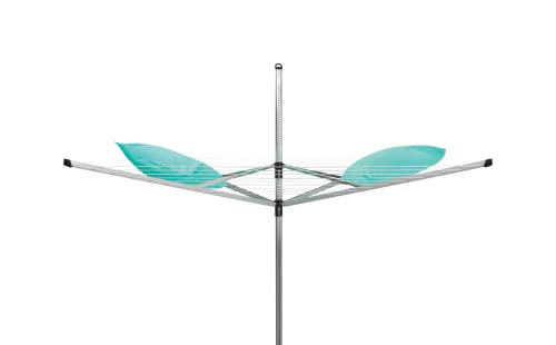 Brabantia Lift-O-Matic Outdoor 4 Arm Clothesline (164 ft/ร 1.8") Height Adjustable, Folding Clothes Drying Rack + Ground Spike & Cover (Gray)